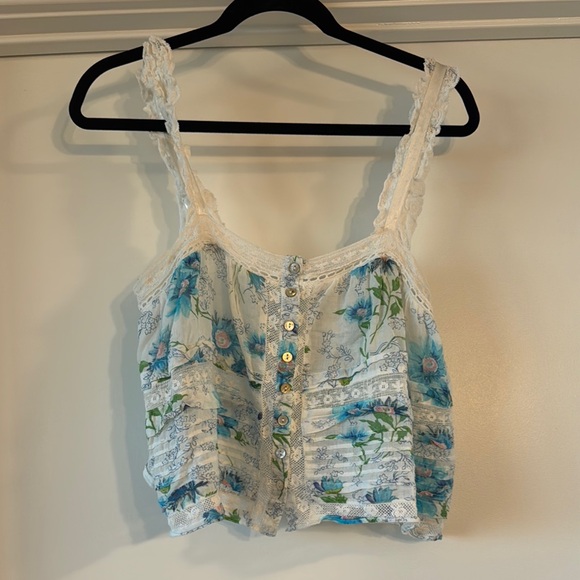 LoveShackFancy | Tops | Loveshackfancy Floral Lace Trim Tank Top | Poshmark